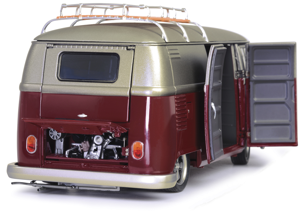 VW T1b Bus Lowrider rot/matt-grau Modell von Schuco 1:18 | MA65815